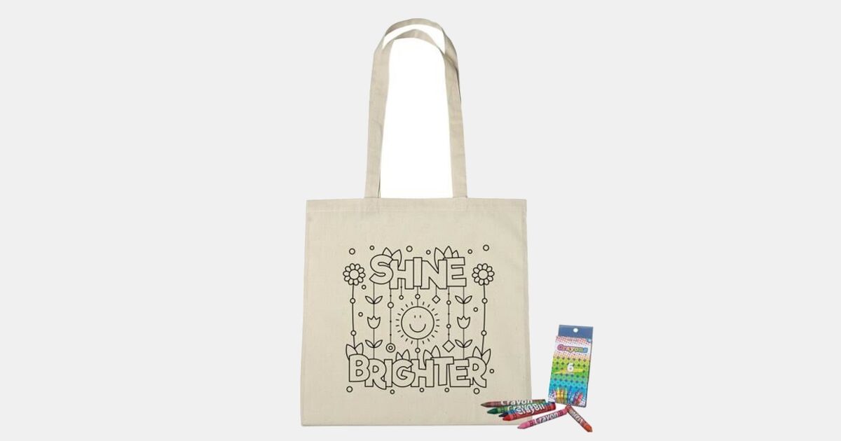 100% Cotton Coloring Tote Bag With Crayons with your logo ...