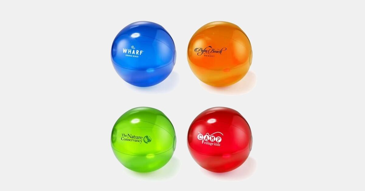 12" Translucent Beach Ball with your logo | MiniThrowBalls.com