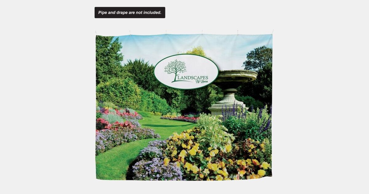 120"W x 96"H Pipe & Drape Banner Kit with your logo | MiniThrowBalls.com