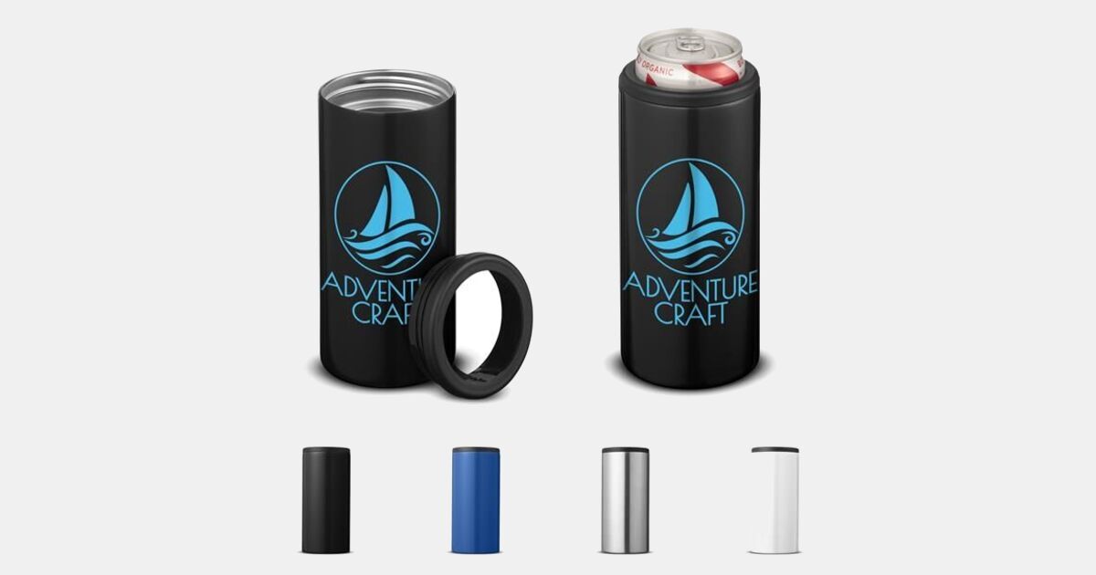 Custom Printed Slim Can Cooler 12 oz with your logo | MiniThrowBalls.com