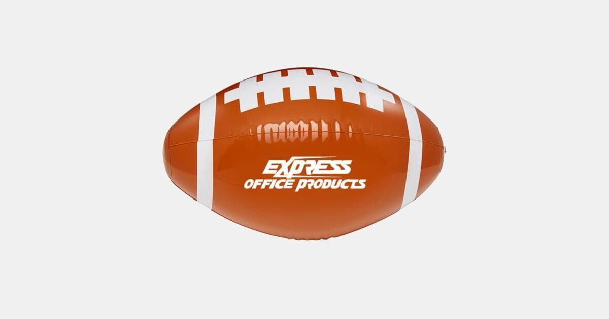 16" Inflatable Football Beach Ball with your logo | MiniThrowBalls.com