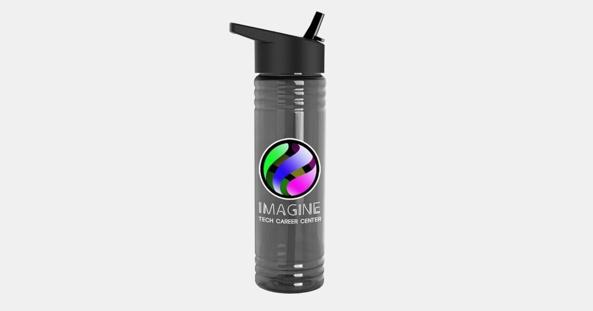 USA Made 24 Oz Slim Fit Bottle With Flip Straw - Digital with your logo ...