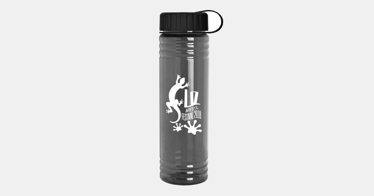 USA Made 24 Oz Slim Fit Water Bottle With Tethered Lid with your logo ...