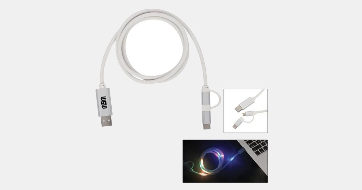 Advertising 3-In-1 3 Ft. Disco Tech Light Up Charging Cable with your ...