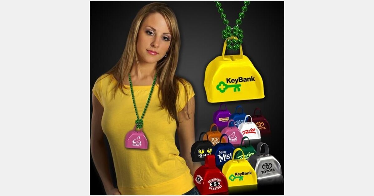 Custom Printed Metal Cowbell - Assorted Colors - 3" with your logo ...