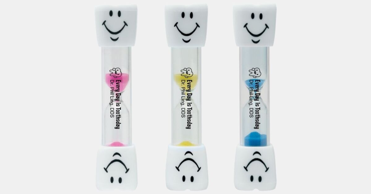 3 Minute Toothbrush Sand Timer with your logo | MiniThrowBalls.com