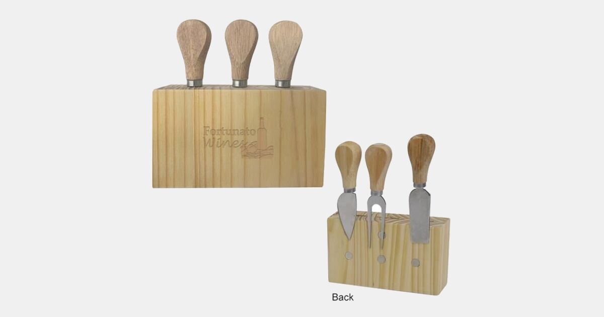 3-Piece Cheese Cutlery Set with your logo | MiniThrowBalls.com