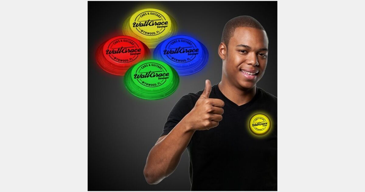 Custom Printed Light Up Glow Button 3" Self-Adhering with your logo ...