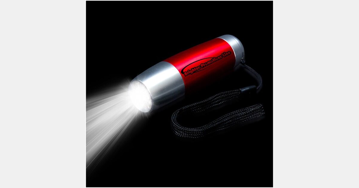Custom Printed Tapered Metallic LED Flashlight 4" with your logo ...