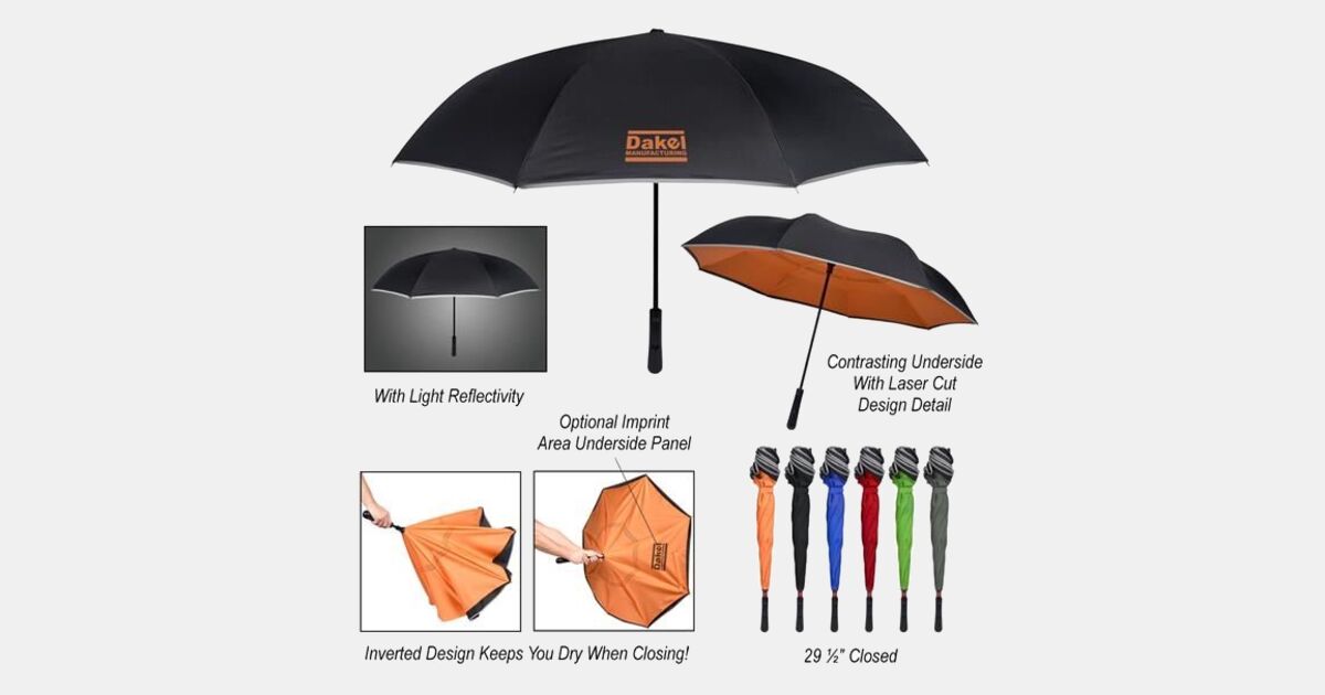 48" Arc Reflective Edge Inversion Umbrella with your logo ...