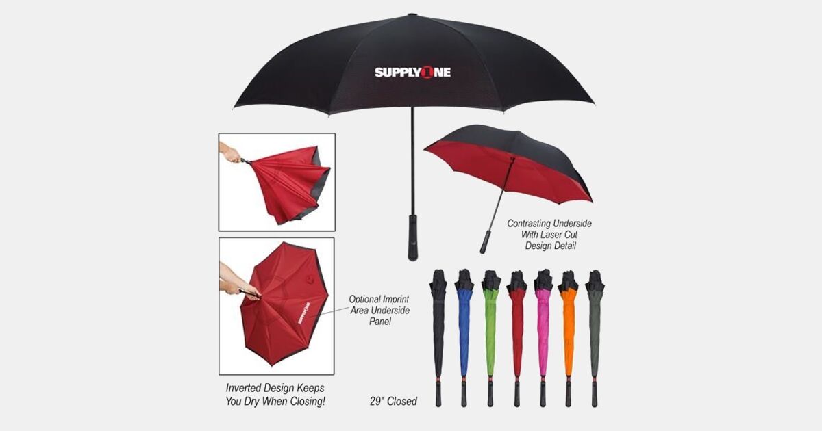 48" Arc Two-Tone Inversion Umbrella with your logo | MiniThrowBalls.com