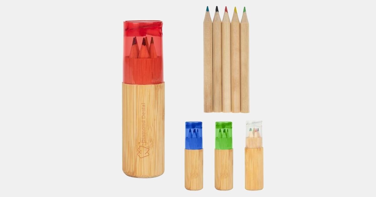 5-Piece Colored Pencil Set In Tube With Dual Sharpener with your logo ...