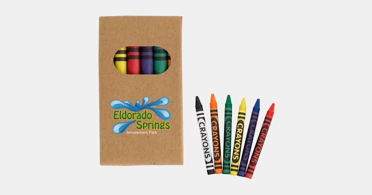6-Piece Crayon Set with your logo | MiniThrowBalls.com