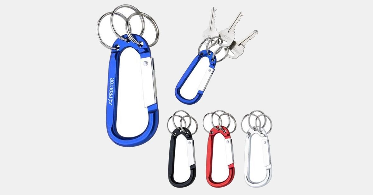 8mm Carabiner With Triple Split Ring with your logo | MiniThrowBalls.com