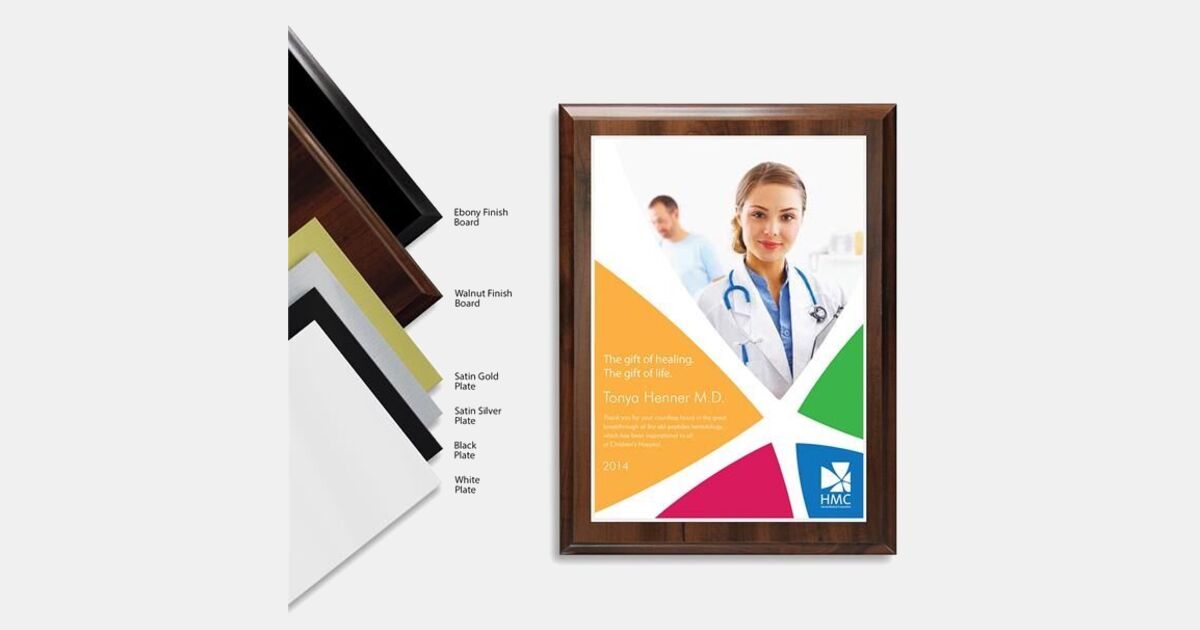 9" x 12" Full Color Plaque with your logo | MiniThrowBalls.com