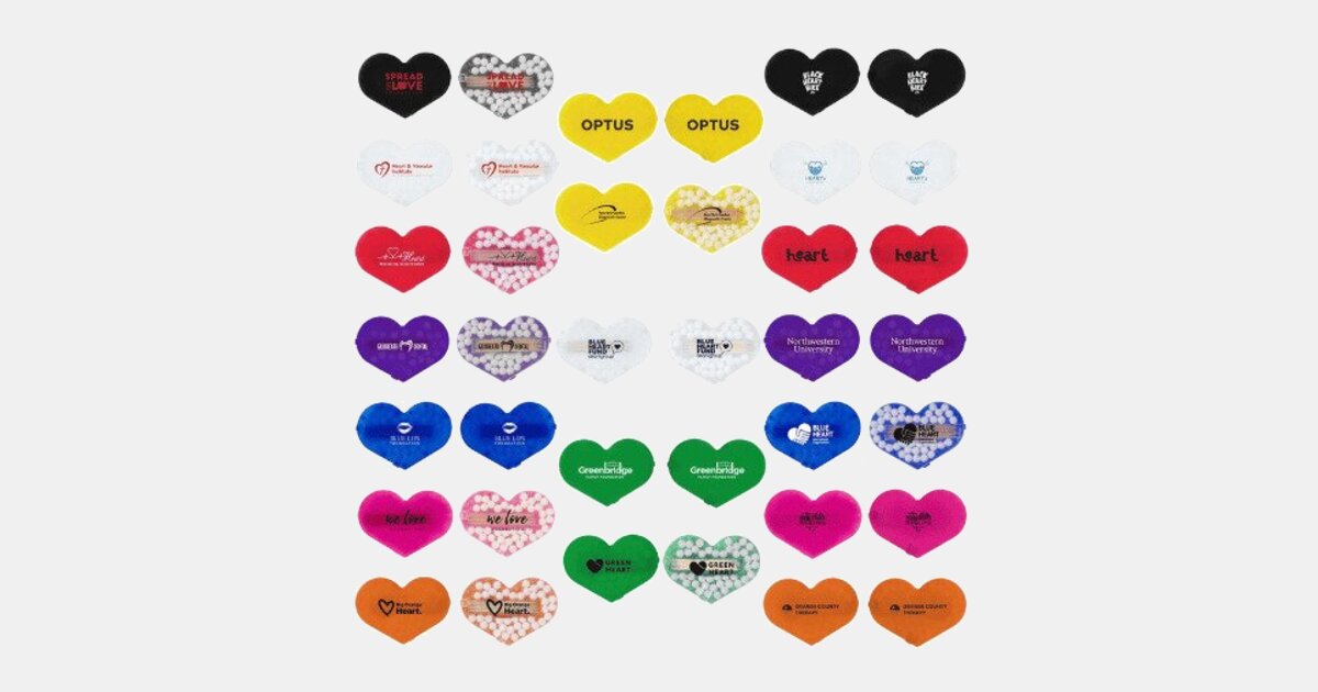 USA Made Heart Mints & Picks with your logo | MiniThrowBalls.com