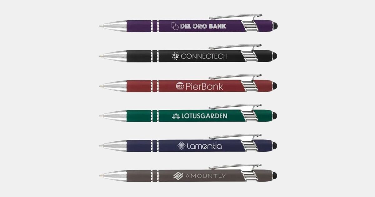 Laser Engraved Ellipse Softy Gel Pen w/Stylus with your logo ...