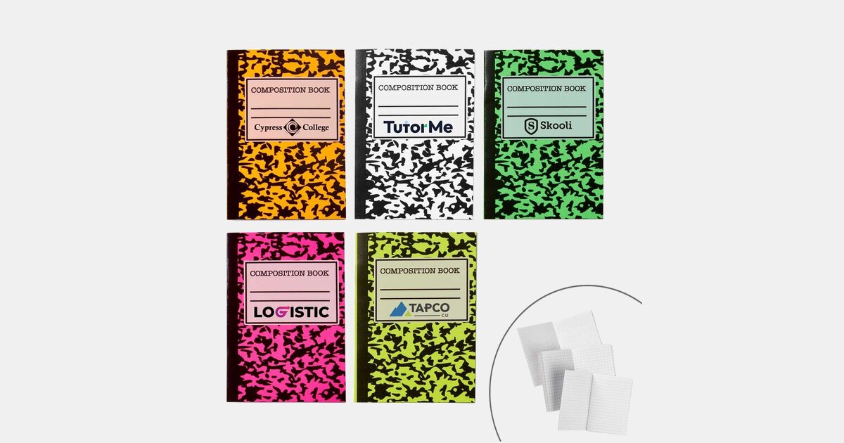 Custom Printed Mini Neon Composition Notebook with your logo ...