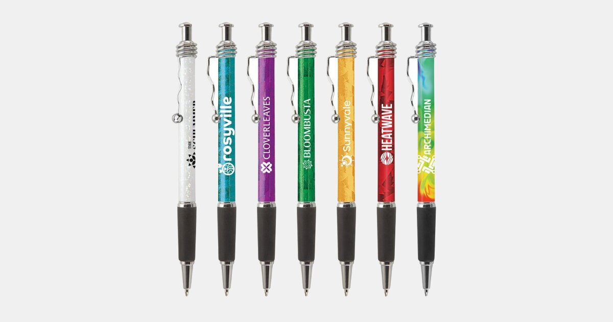 Custom Printed Holographic Jazz Pen with your logo | MiniThrowBalls.com