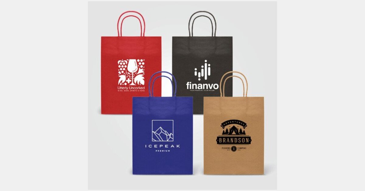 Custom Imprinted Kraft Paper Bag with your logo | MiniThrowBalls.com