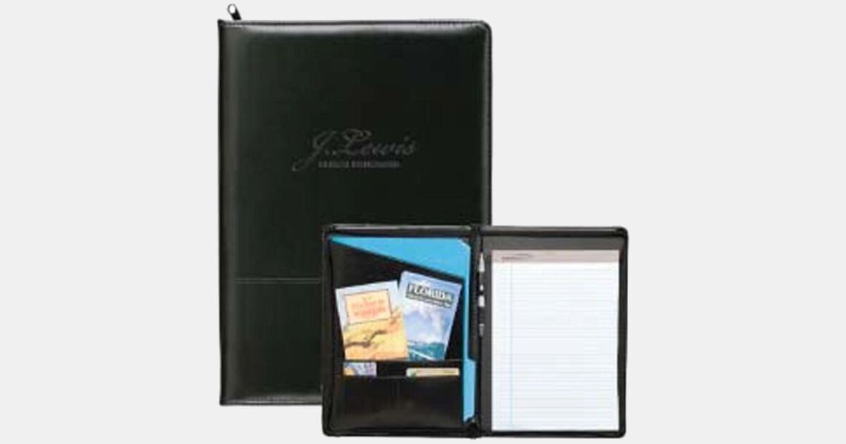 Custom Imprinted Script Zippered Padfolio with your logo ...