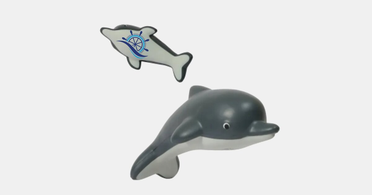 Custom Printed Dolphin Stress Reliever with your logo | MiniThrowBalls.com