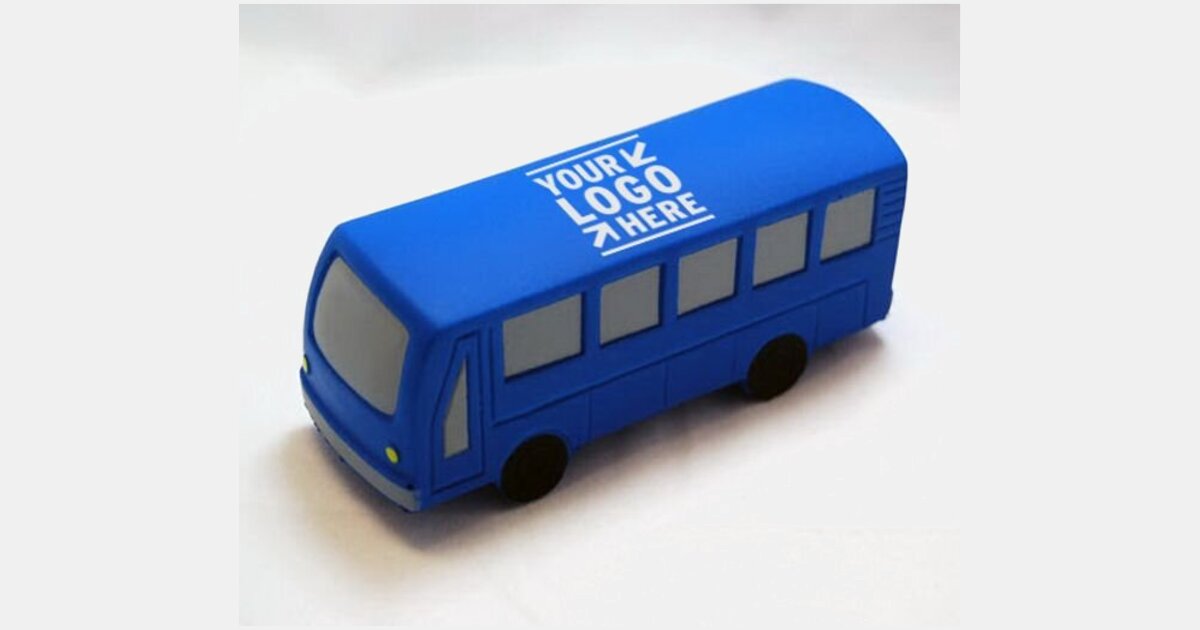 Custom Printed City Bus Stress Reliever with your logo | MiniThrowBalls.com