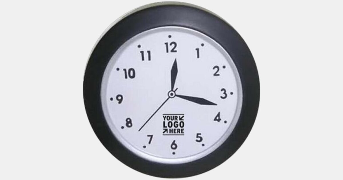 Custom Printed Clock Stress Reliever with your logo | MiniThrowBalls.com
