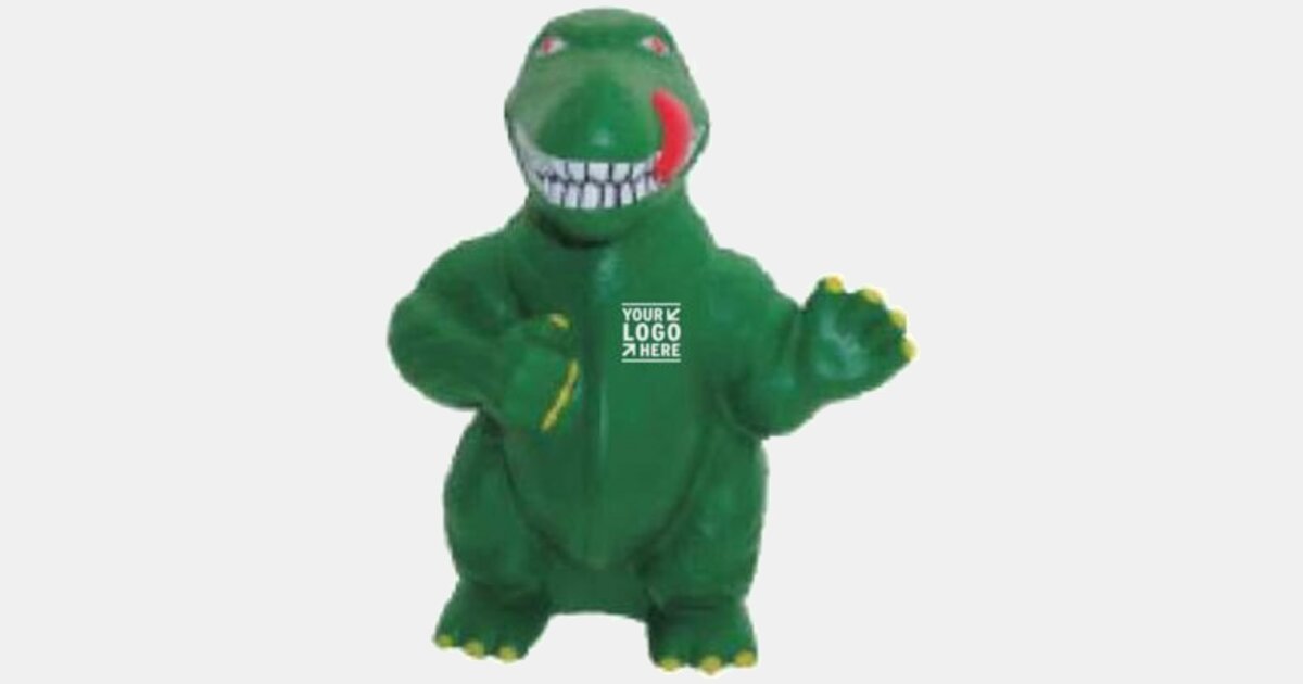 Custom Printed Dinosaur Stress Reliever with your logo | MiniThrowBalls.com