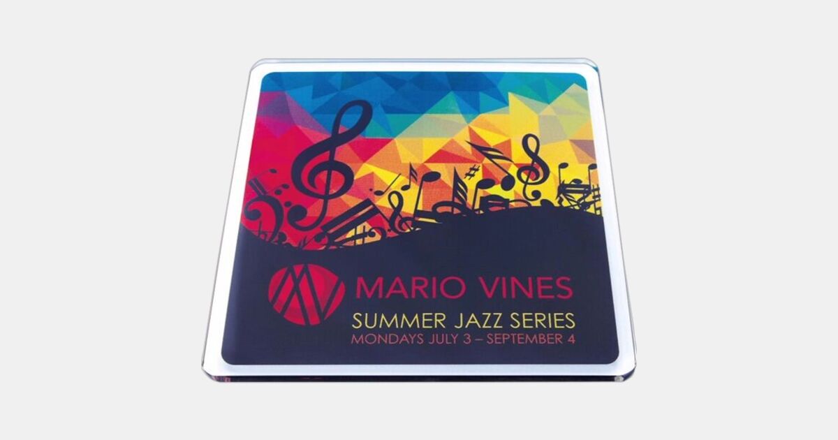 Custom Printed Square Acrylic Coaster with your logo | MiniThrowBalls.com