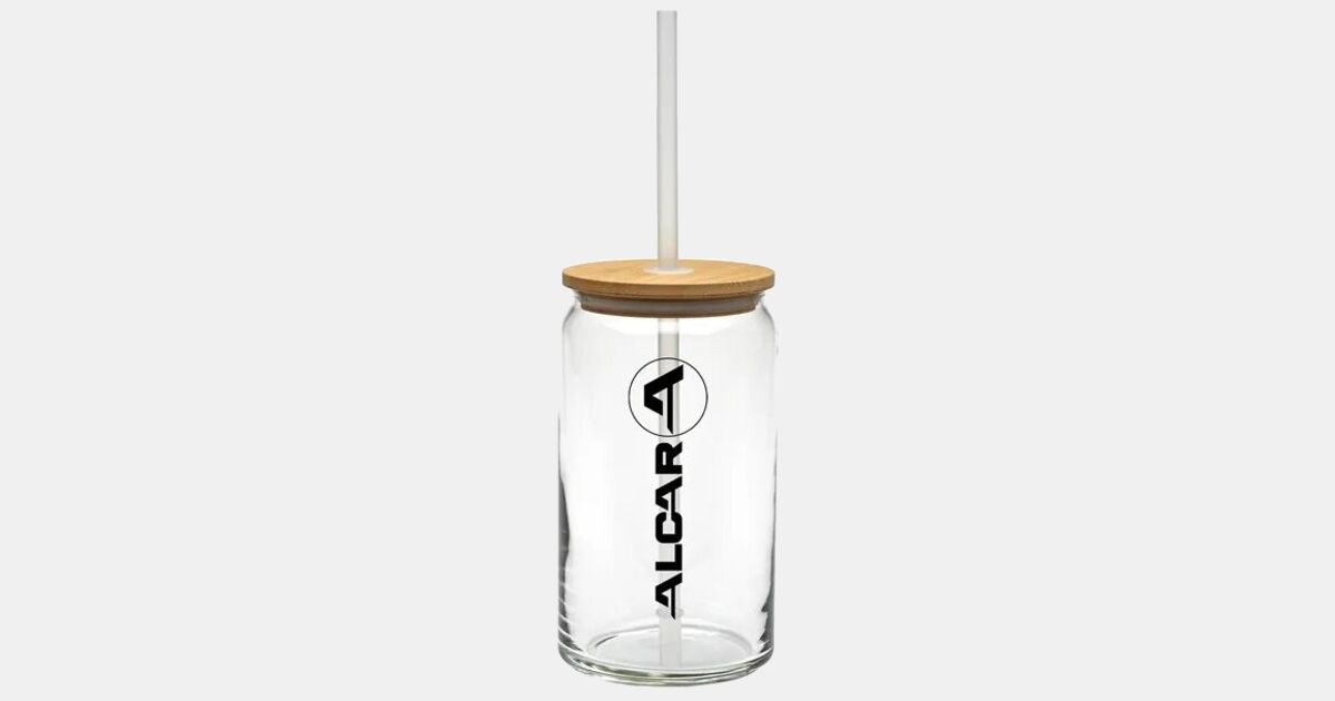 Custom Printed Soda Can Glass with Bamboo Lid 16 Oz with your logo ...