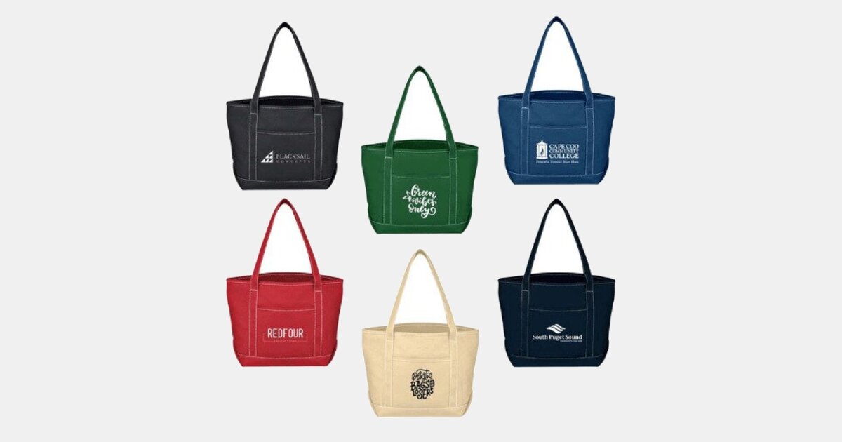 Custom Printed Cotton Canvas Boat Tote Bag with your logo ...