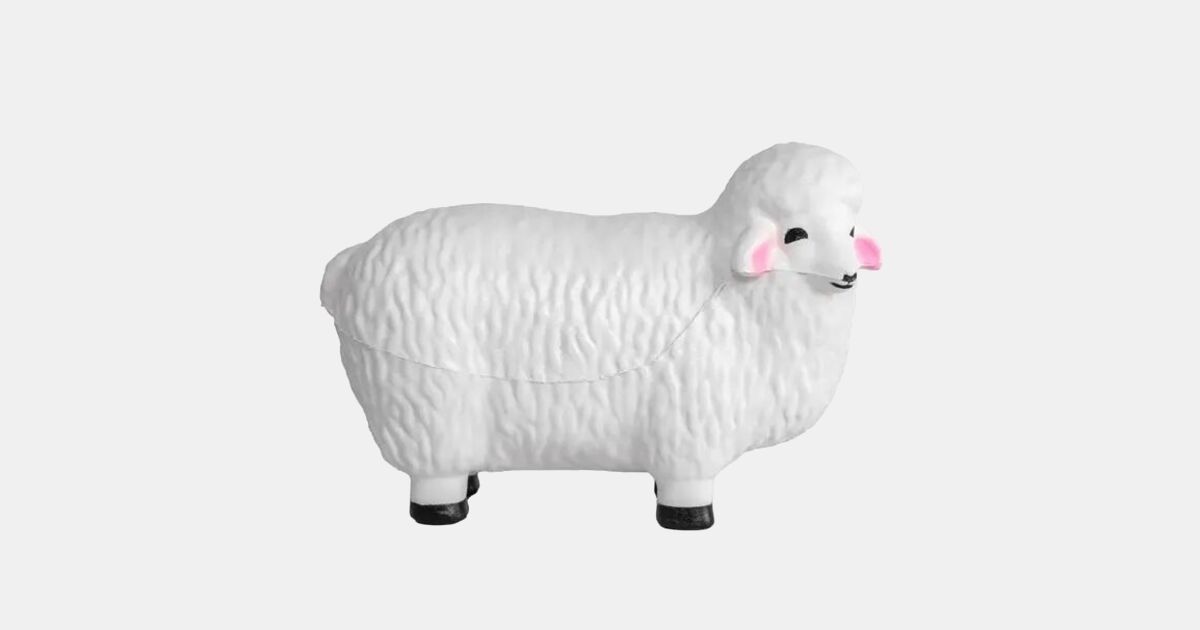 Custom Printed Sheep Stress Reliever with your logo | MiniThrowBalls.com