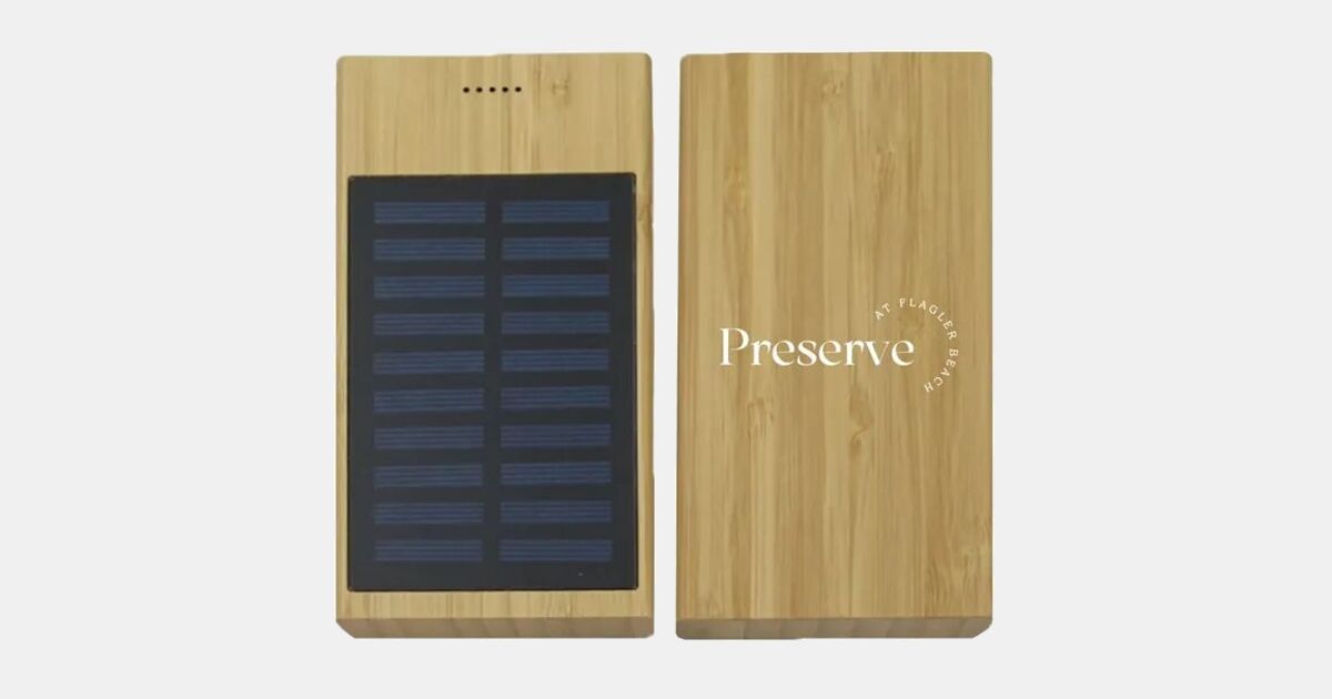 Custom Printed 8,000 mAh Bamboo Solar Power Bank with your logo ...