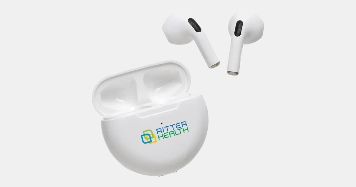 Custom Printed Medley TWS Earbuds with your logo | MiniThrowBalls.com