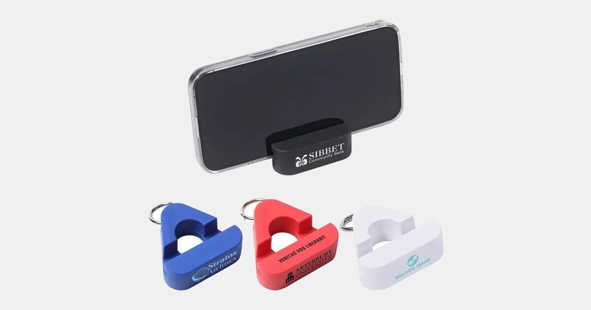 Custom Printed Triangle Phone Stand with your logo | MiniThrowBalls.com