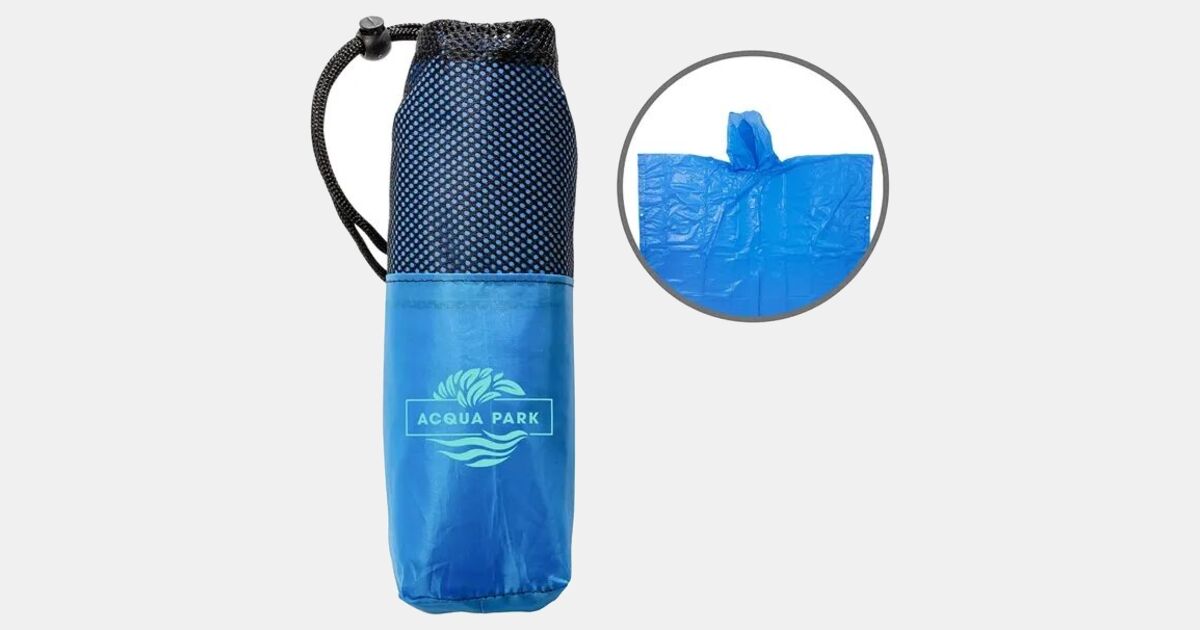 Custom Printed Rainshield PEVA Poncho with your logo | MiniThrowBalls.com