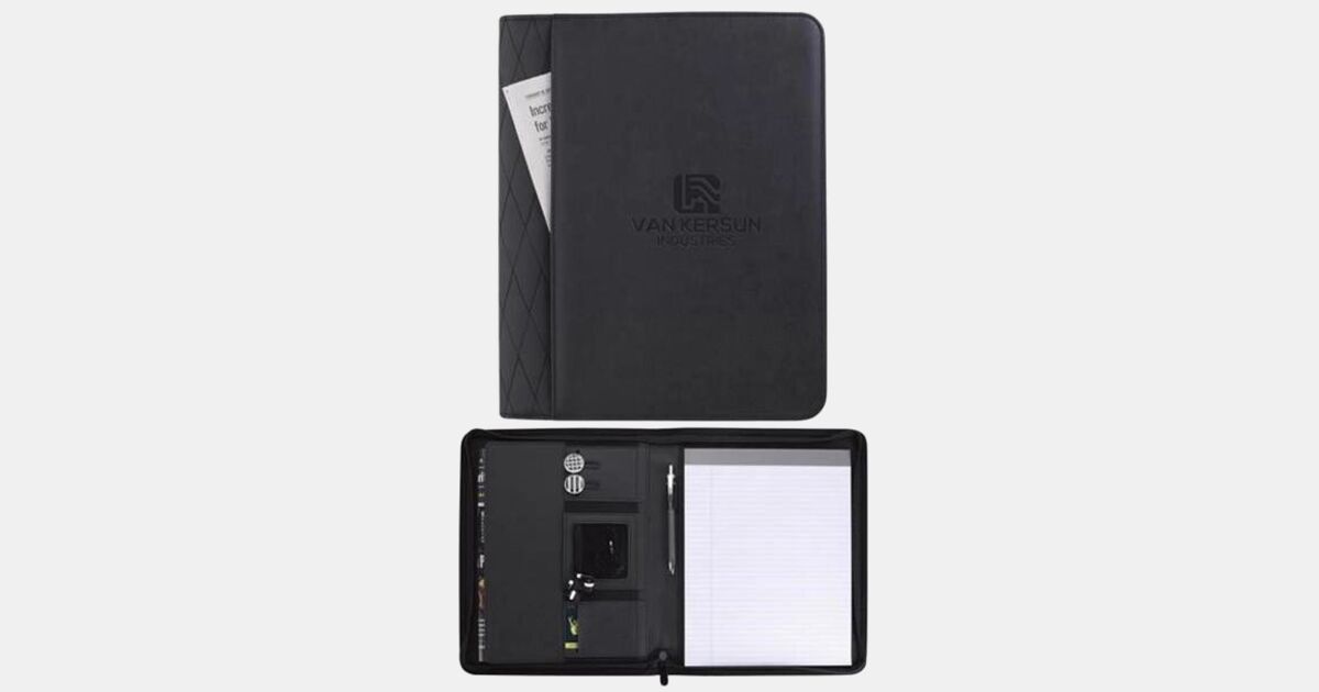 Custom Imprinted Stitch Zippered Padfolio with your logo ...