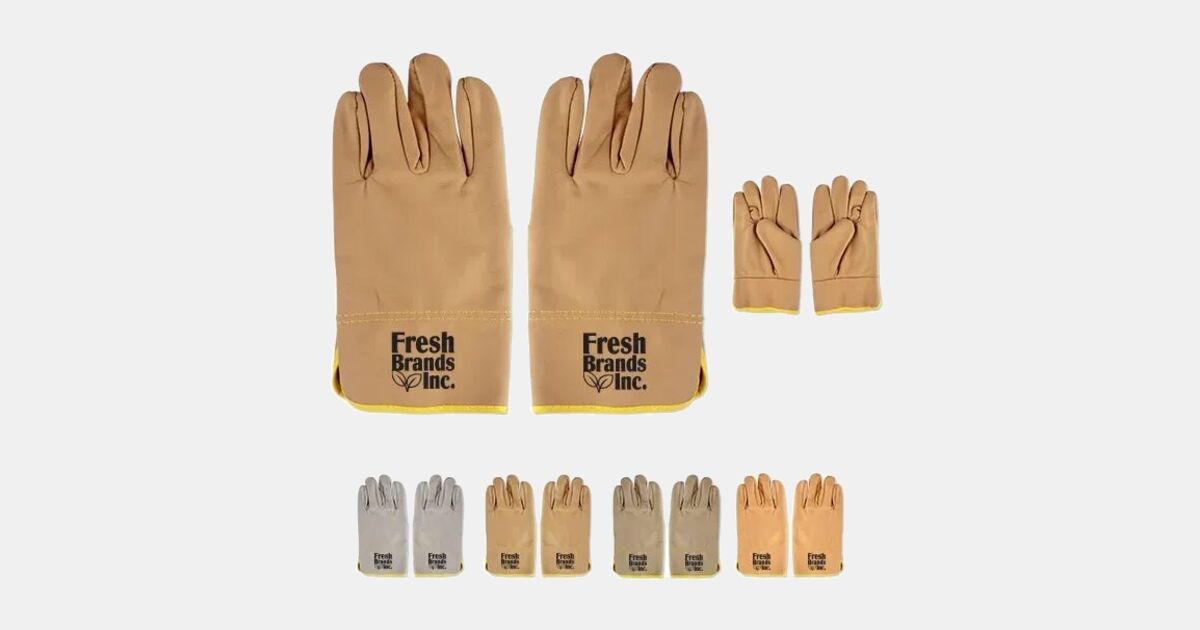 Custom Printed Cowhide Work Gloves with your logo | MiniThrowBalls.com