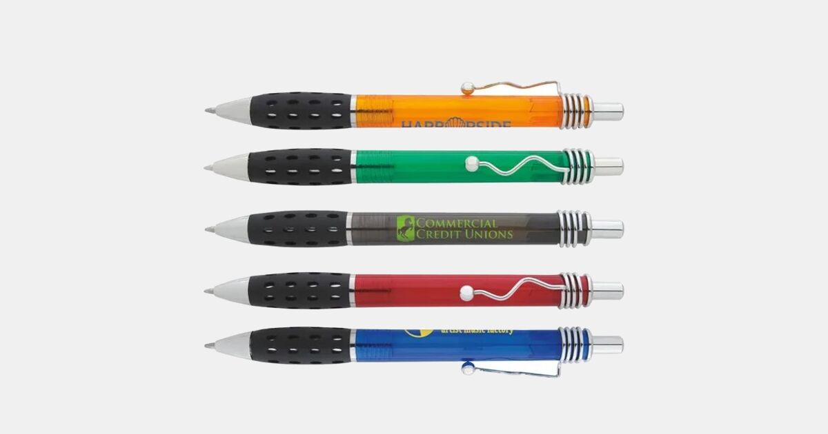 Custom Printed Wave Pen with your logo | MiniThrowBalls.com