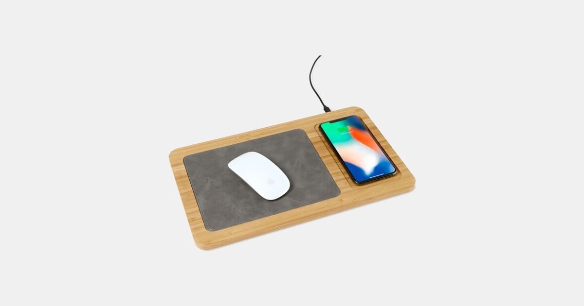 Laser Engraved Auden Bamboo Wireless Charging Mouse Pad with your logo ...