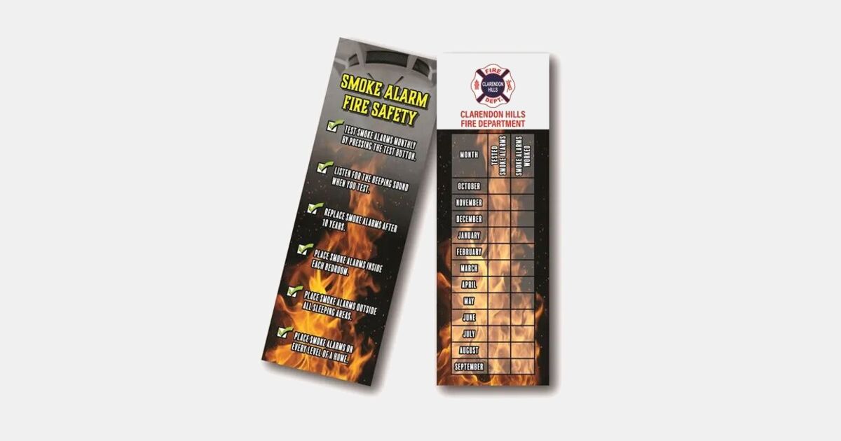 Custom Printed Fire Prevention Safety Smoke Alarm Bookmark with your ...