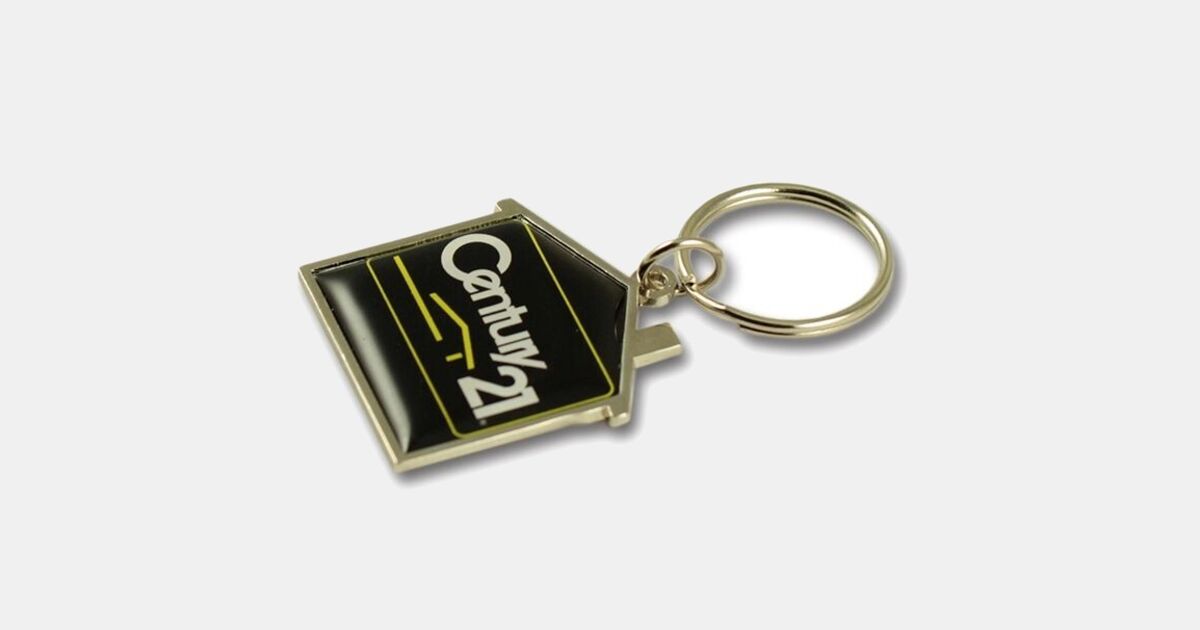 Custom Printed House Shaped Keychain with your logo | MiniThrowBalls.com