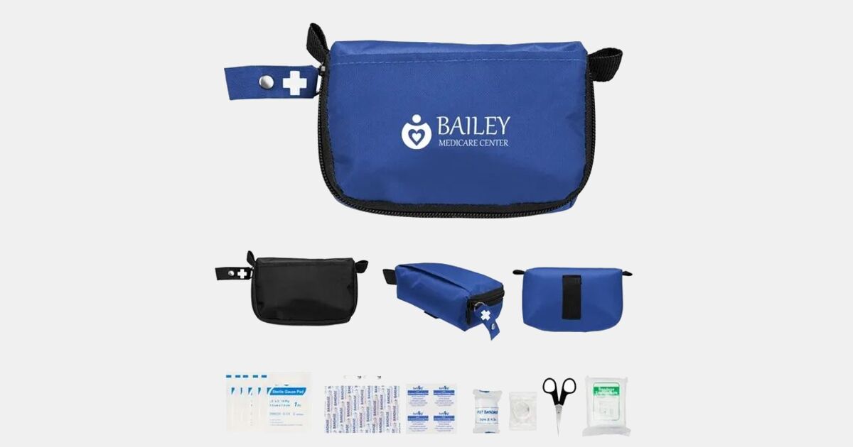 Custom Printed First Aid Kit 20 Pc. with your logo | MiniThrowBalls.com