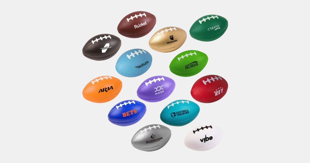 Custom Printed Stress Football 3" with your logo | MiniThrowBalls.com