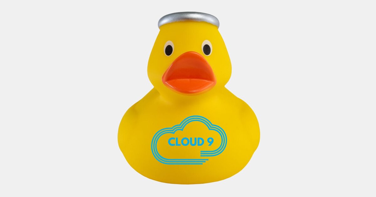 Custom Printed Angel Duck with your logo | MiniThrowBalls.com