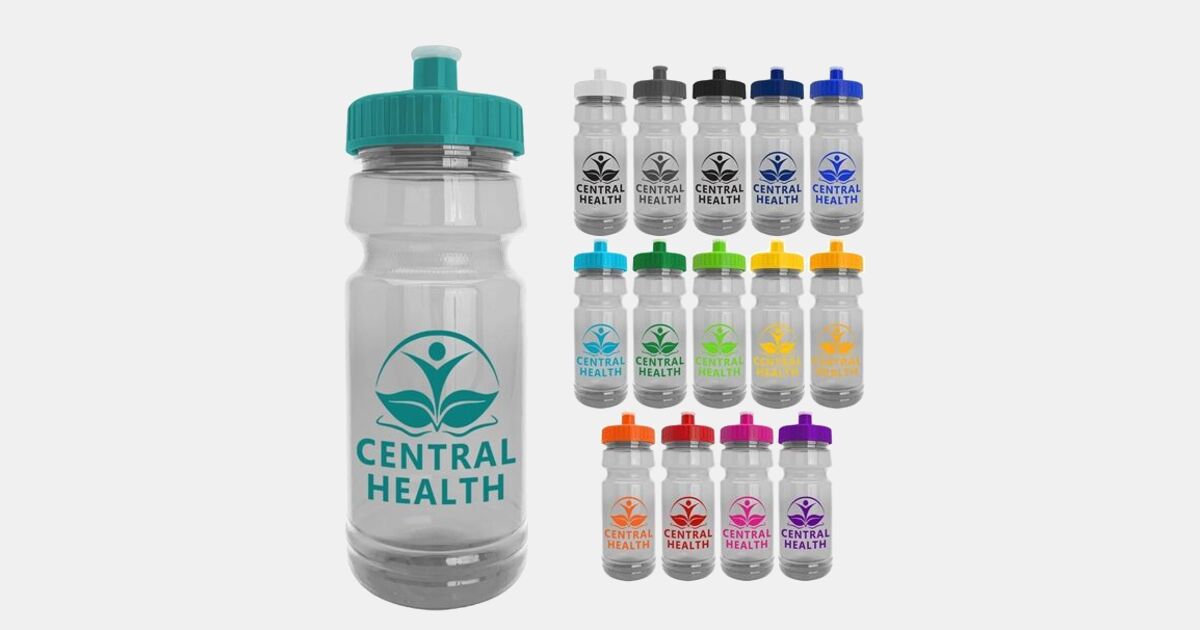 Custom Trainer Clear Sports Bottles with Push pull lid 24 oz with your ...