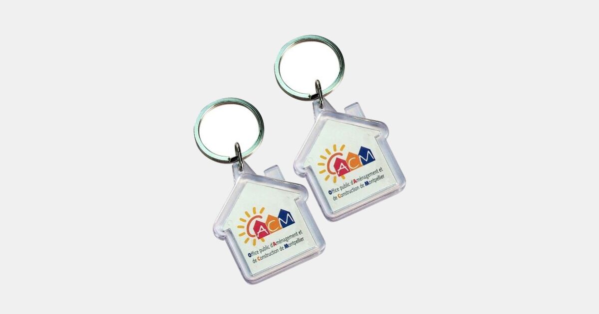 Acrylic House Key Tag with your logo | MiniThrowBalls.com