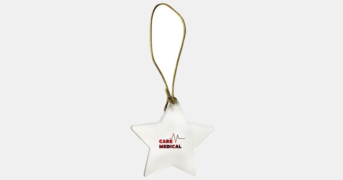 Printed Acrylic Star Ornament with your logo | MiniThrowBalls.com