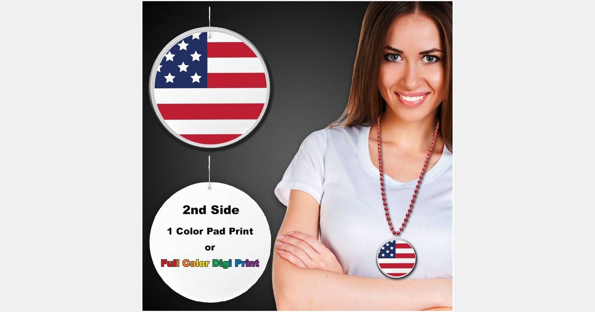 American Flag Plastic Medallions - 2 1/2" with your logo | MiniThrowBalls.com